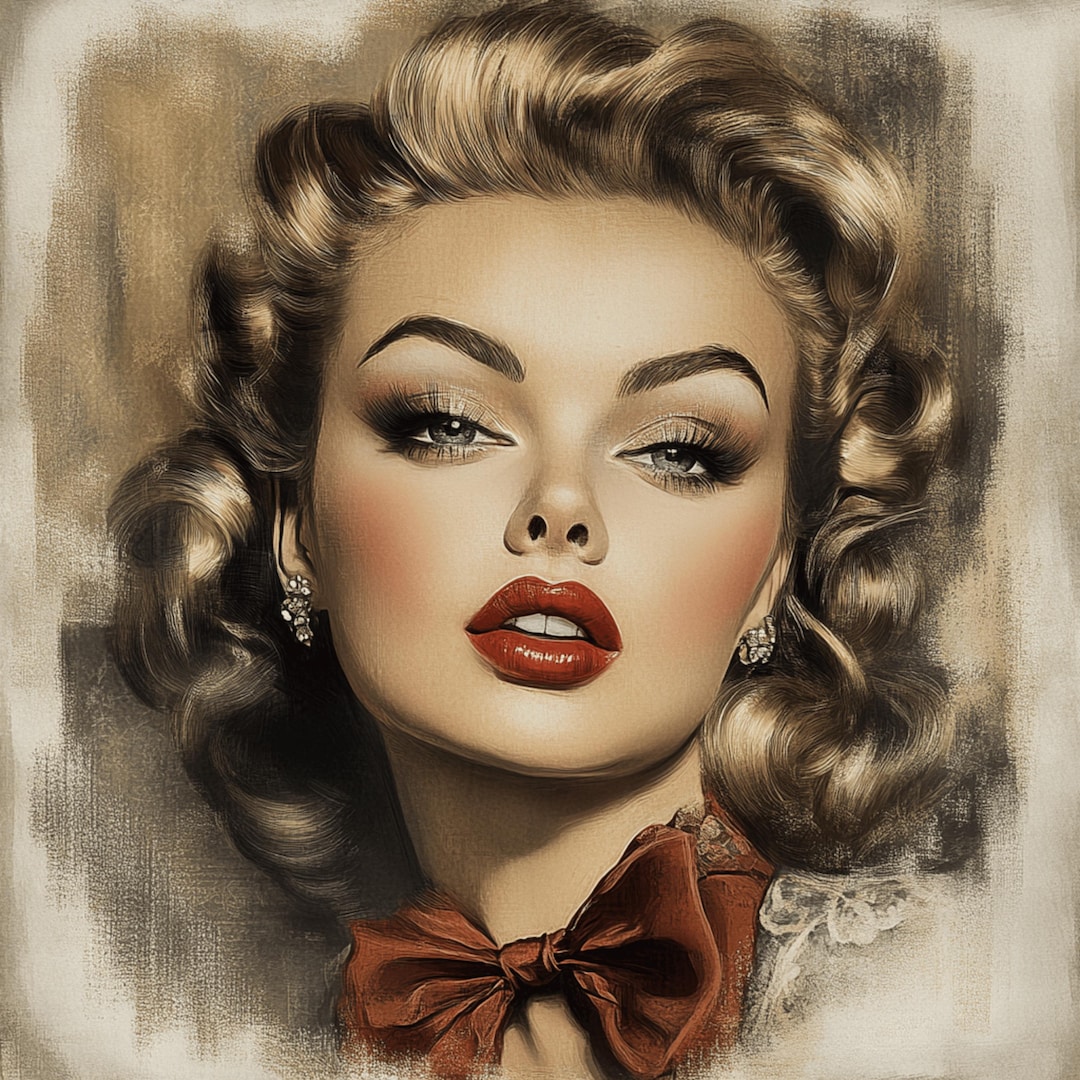 19 Retro Movie Starlet Actress Portrait, Digital Images, Large Square ...