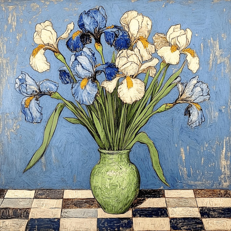 50 Blue Iris Flowers Digital Art, Square Large Artwork Prints ...