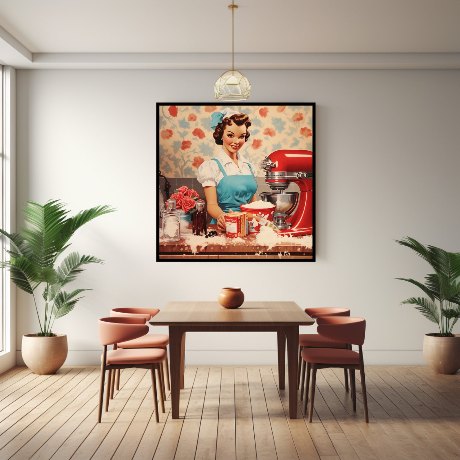 FIVE Woman Cooking Prints Retro Vintage Style Wall Decor Instant ...