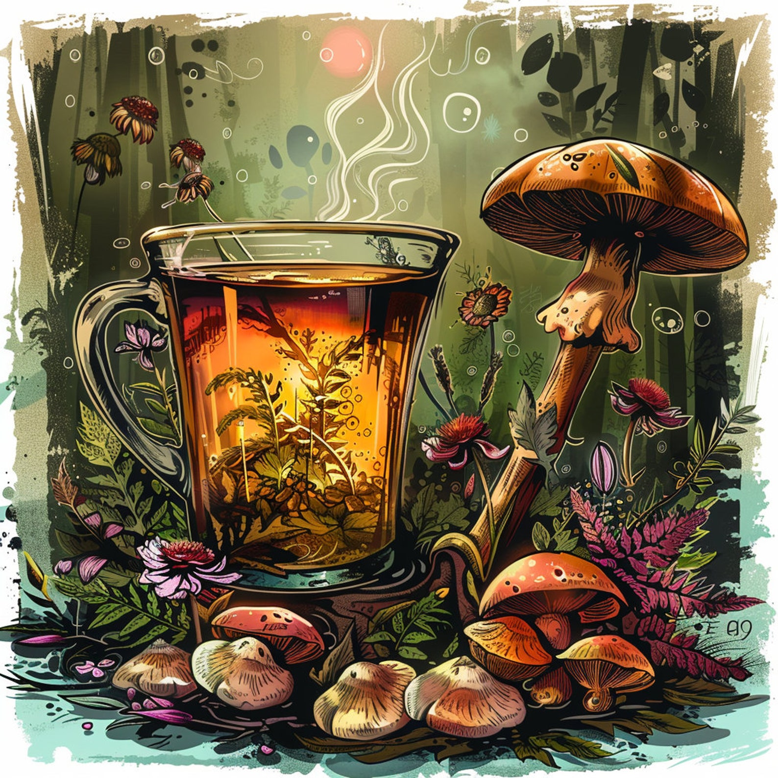 NINE Botanical Tea Digital Wall Art, Vintage-inspired Kitchen Decor ...