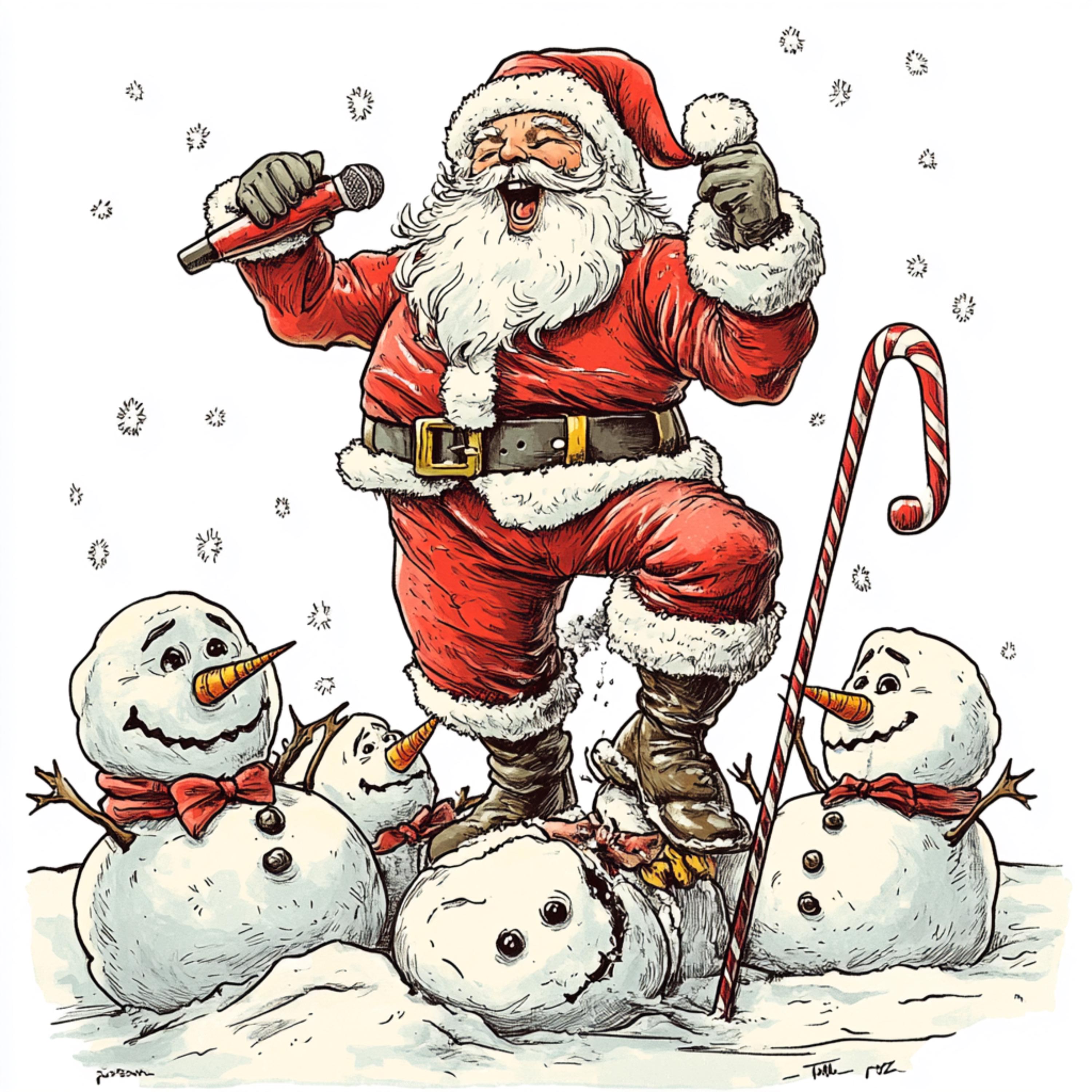 27 Santa Retro Poster, Large Square Artwork 27 Digital Images Holiday ...