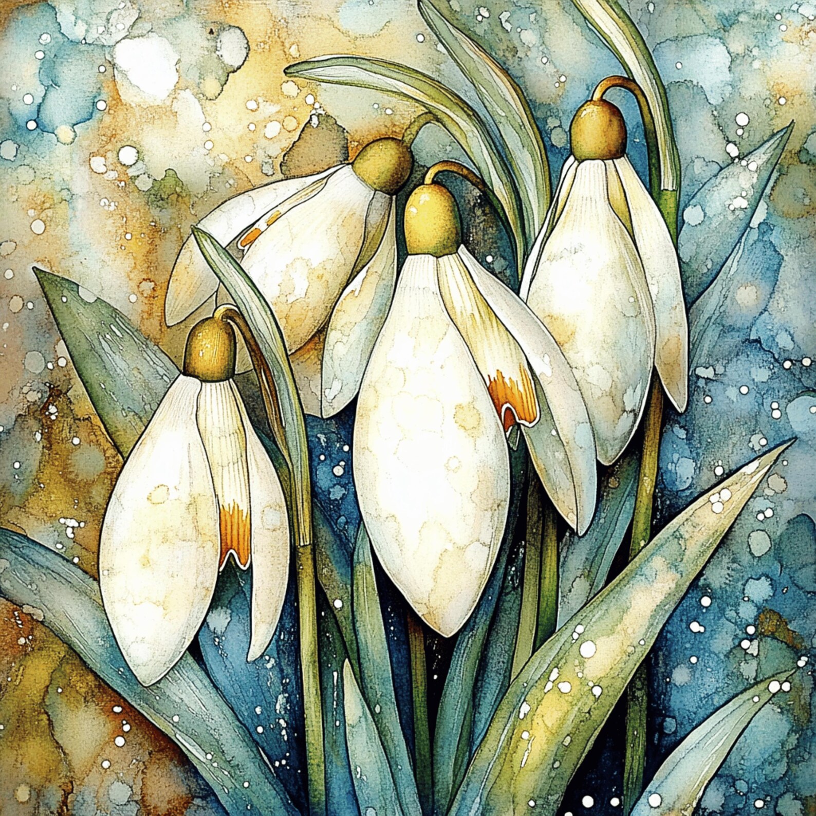 Snowdrop Digital Art Prints Set of 11 Botanical Wall Art Images ...