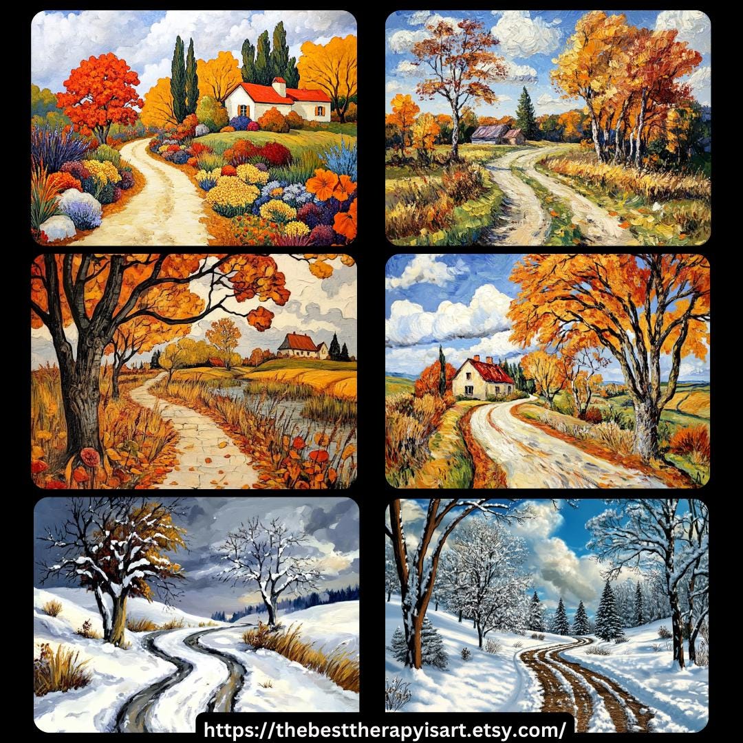 35 Winter and Fall Landscapes in Old Masters Style, Digital Images ...