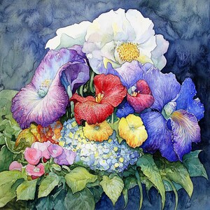 12 Hydrangea Watercolor Abstract Floral Digital Images Set of 12, Large ...