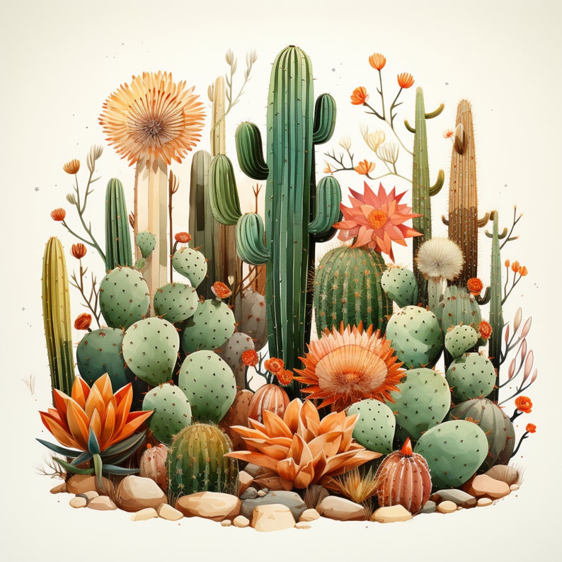 EIGHTEEN Colorful Cactus Digital Print, Southwestern Decor Wall Art ...
