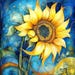 24 Sunflower Digital Images, Floral Artwork, Large Square Art Poster ...
