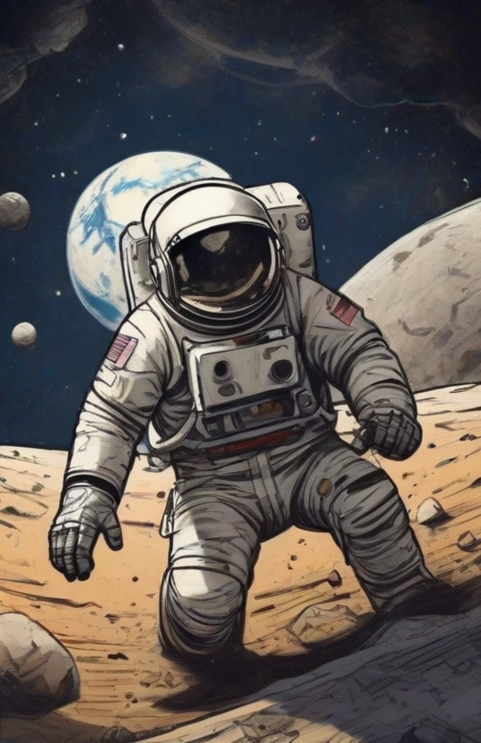 FOUR Spaceman Astronaut Posters Wall Art Instant Printable Digital ...