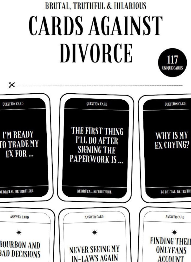 Cards Against Divorce Dark Humour, Funny Break up Game, Rude Divorcee ...