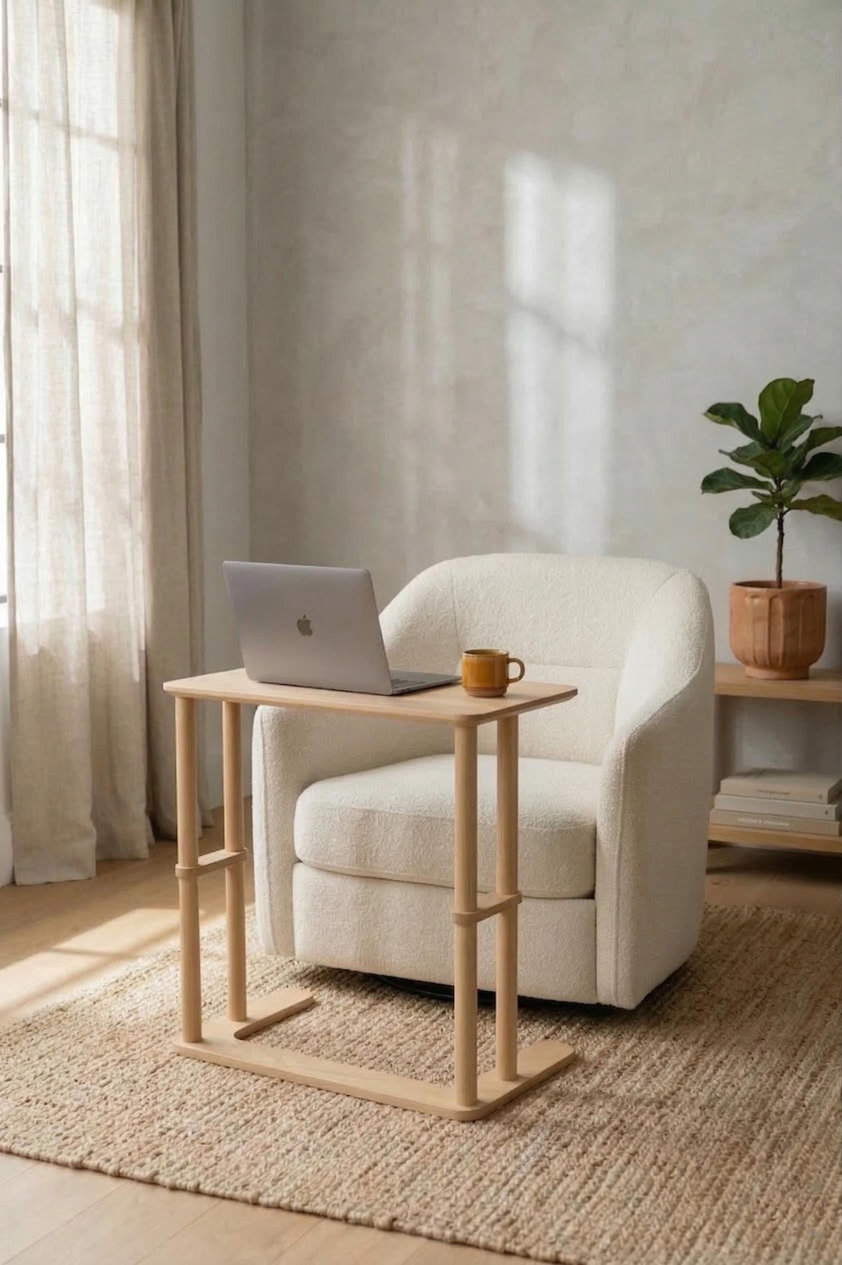 C-shaped Sofa Laptop Desk, Scandi Minimalist Wooden Bedside Workstation ...