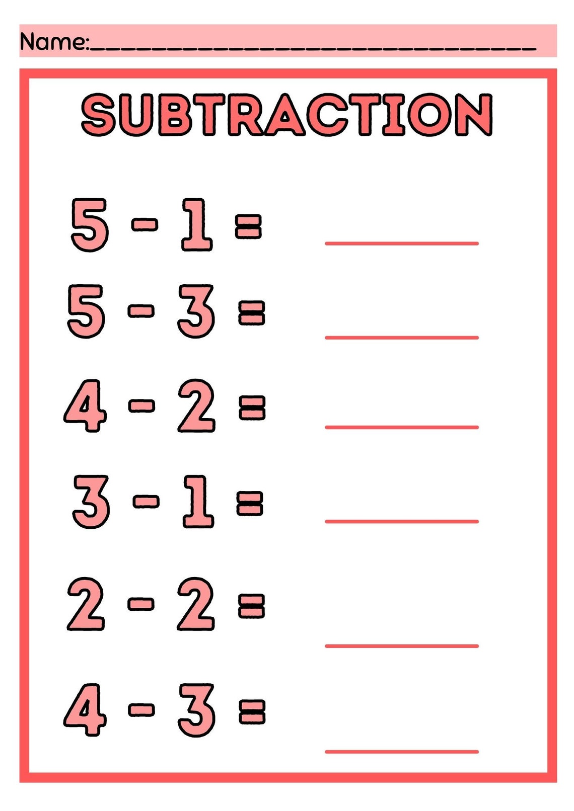 Sum | Subtract | Numbers | Simple Math - Etsy