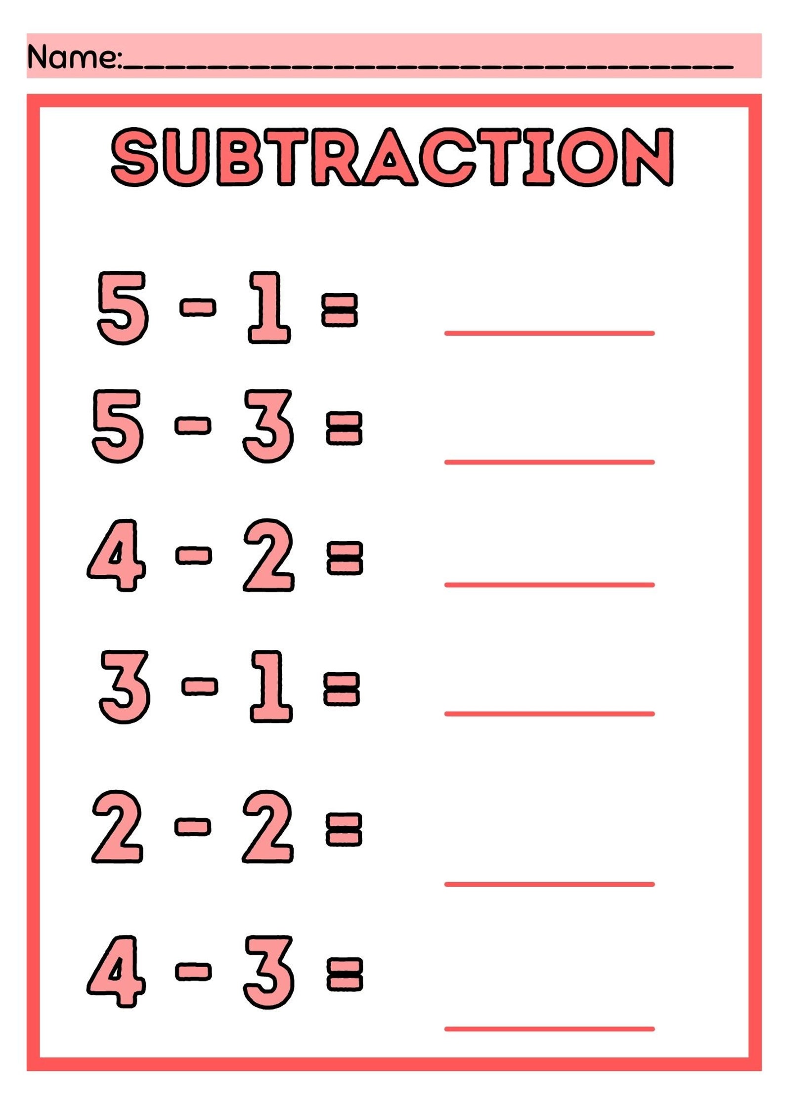 Sum Subtract Numbers Simple Math Etsy