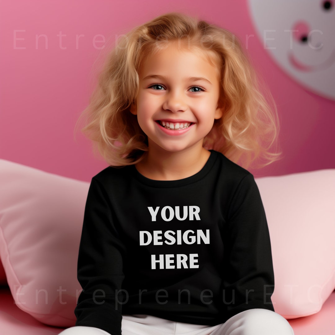 Kids Gildan 18000B Sweatshirt Mockup, Black, Youth Crewneck Sweatshirt ...