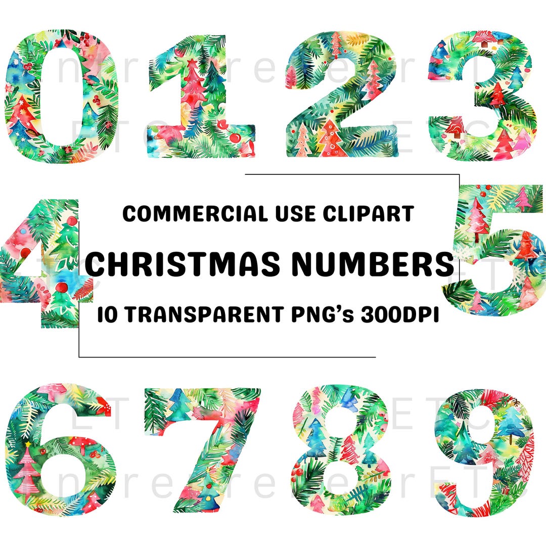 Christmas Countdown Clipart Numbers 0 - 9 for Christmas Crafts ...