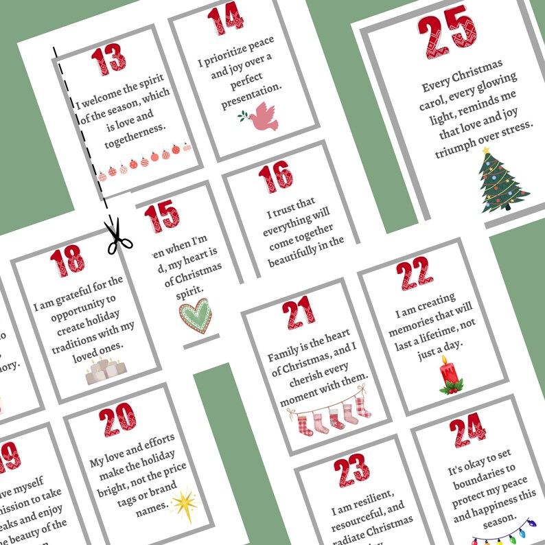 25 Christmas Affirmation Cards for a Stress-free Christmas, Mindfulness ...