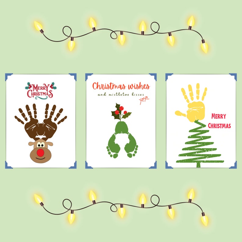 Christmas Handprint Footprint Art Craft Set of 3, Christmas Gift for ...
