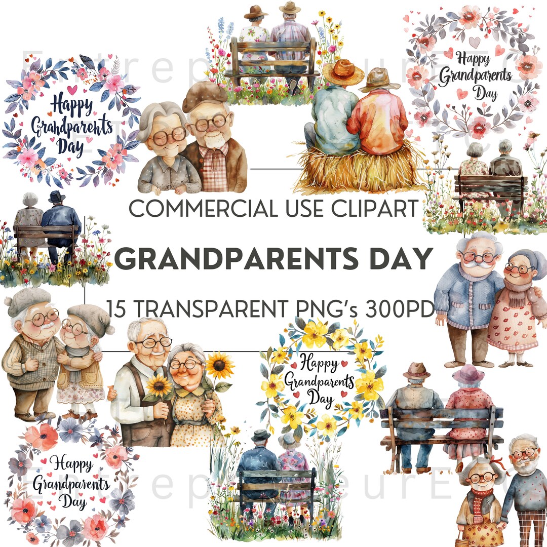 Watercolor Grandparents Day Clipart, Happy Grandparents Day Clip Art ...
