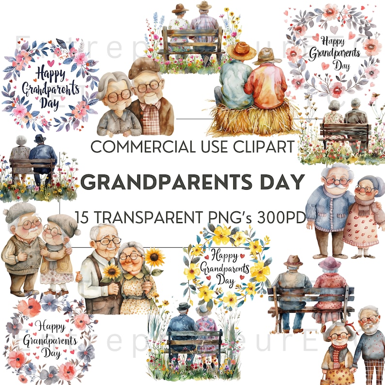 Watercolor Grandparents Day Clipart, Happy Grandparents Day Clip Art ...