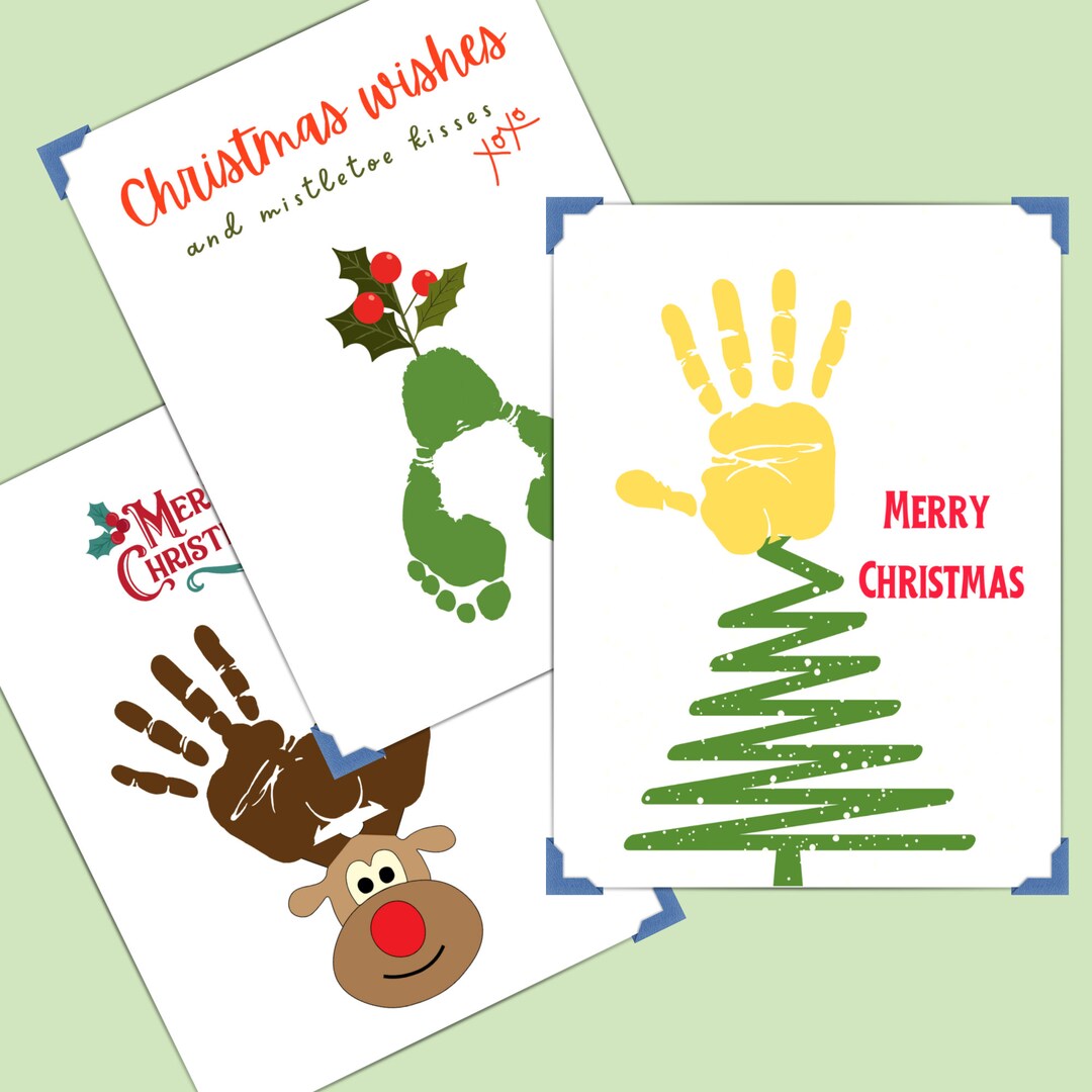 Christmas Handprint Footprint Art Craft Set of 3, Christmas Gift for ...