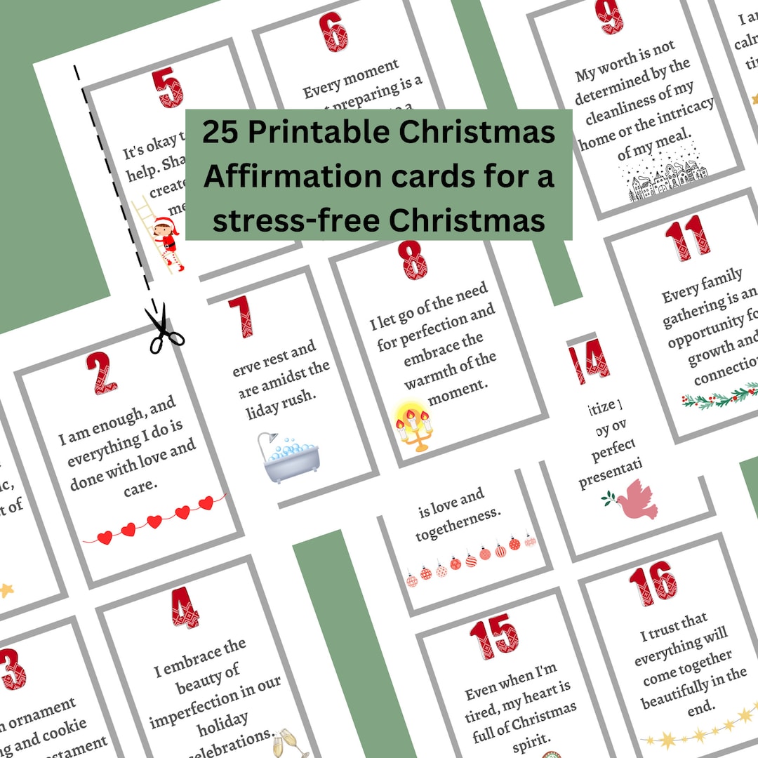 25 Christmas Affirmation Cards for a Stress-free Christmas, Mindfulness ...