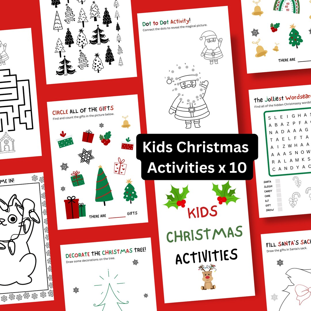 Kids Christmas Activities Printable, Christmas Activity Bundle, 10 ...