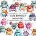 Cute Birthday Monster Clipart, 30 PNG Watercolor Clip Art Bundle, for ...