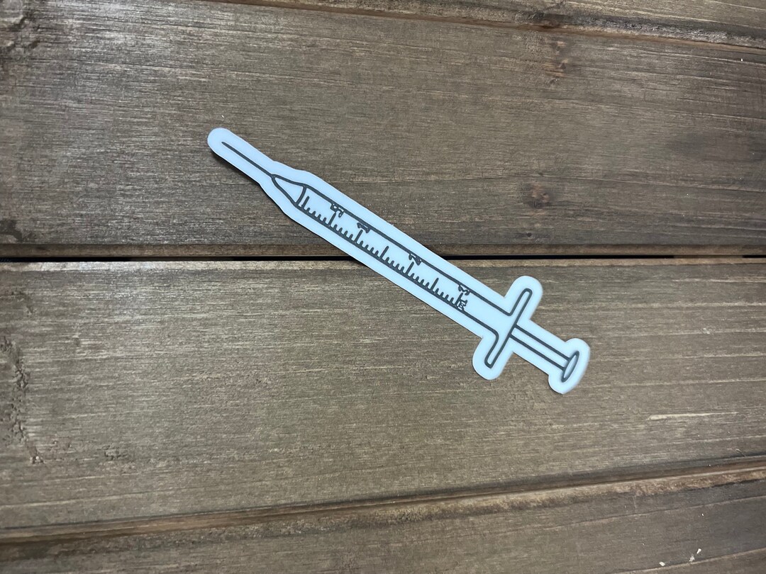 Syringe Sticker // Customizable Options // Matte or Glossy // - Etsy