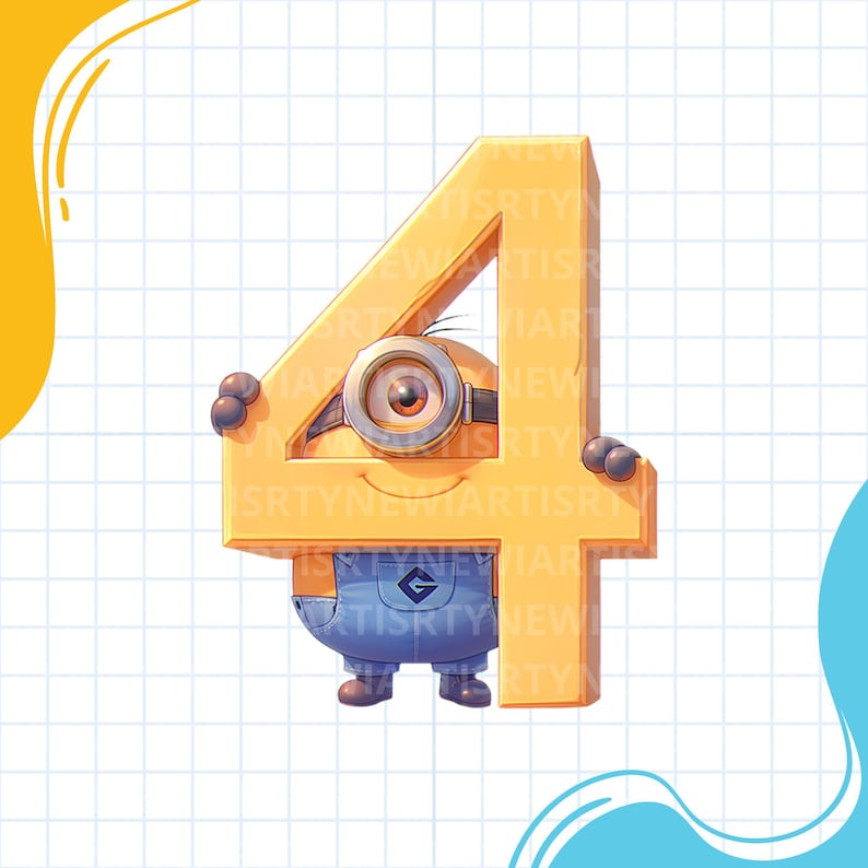 Minions Numbers Clipart: 0-9 PNG, Birthday Party Designs (digital ...
