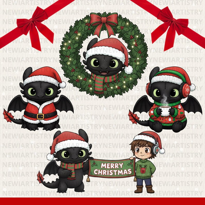 Toothless Christmas Clipart: How to Train Your Dragon PNG Designs ...