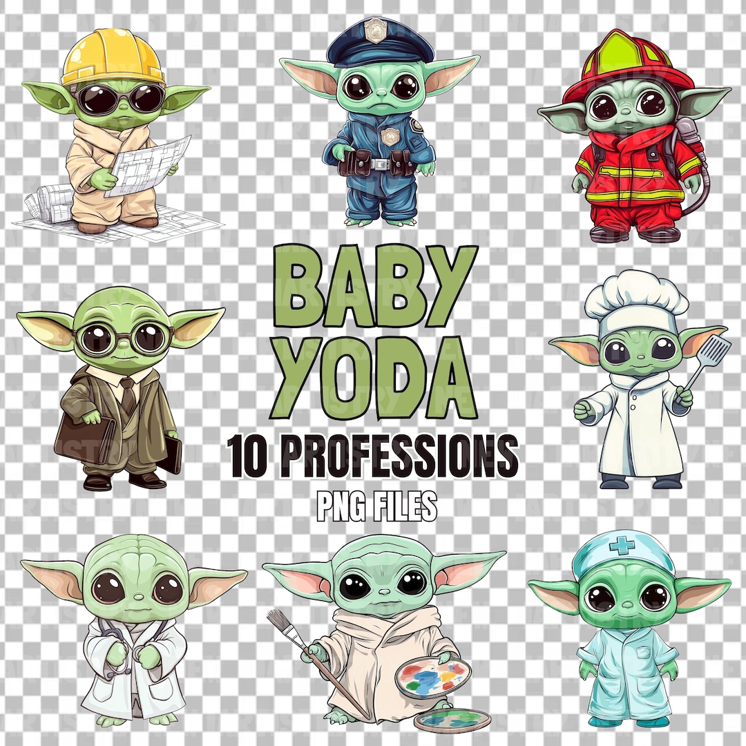 Baby Yoda in 10 Professions PNG Grogu Clipart for T-shirts, Mugs ...