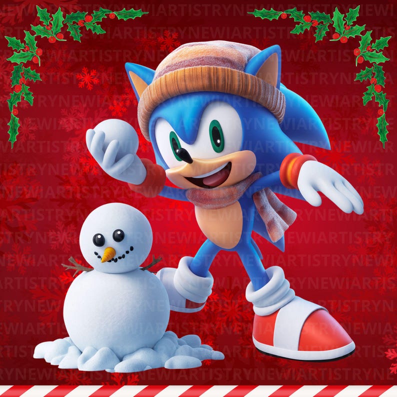 Sonic Christmas PNG Clipart Bundle | T-shirt & Mug Designs (digital ...