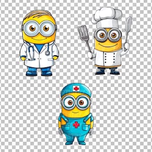 Minions in 10 Professions PNG | Minion Clipart for T-shirts, Mugs ...