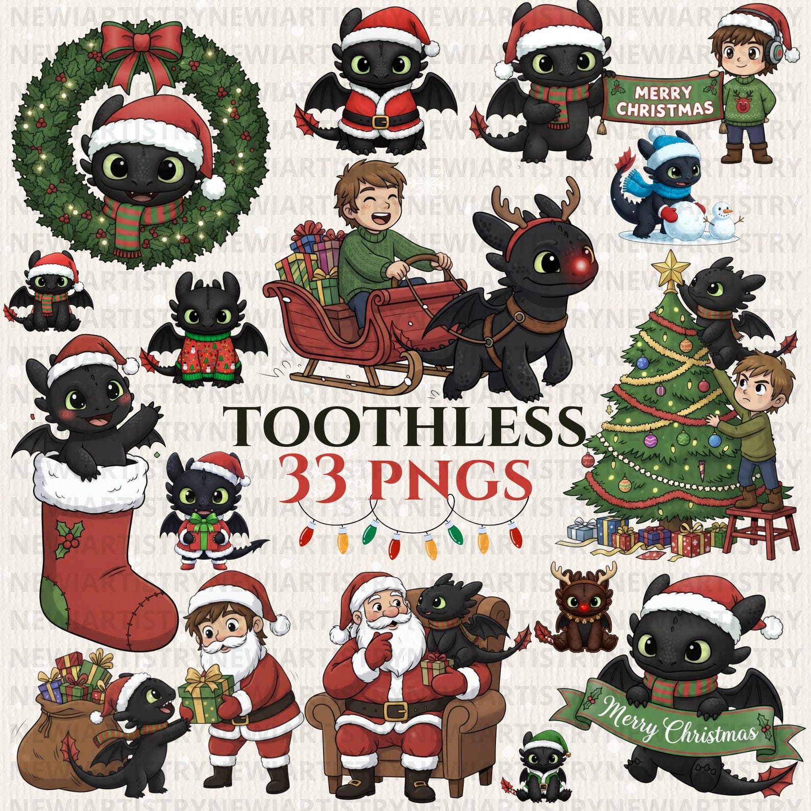 Toothless Christmas Clipart: How to Train Your Dragon PNG Designs ...