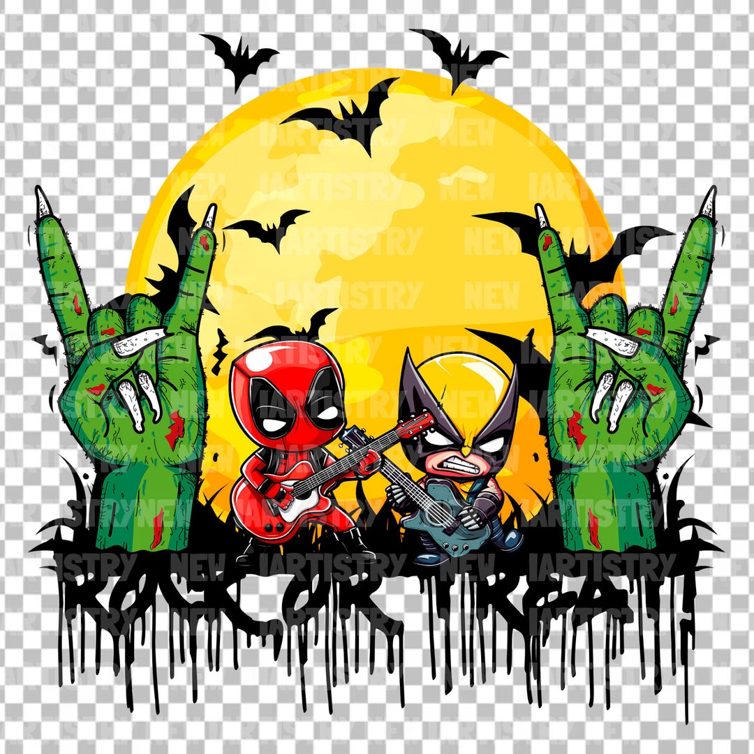Deadpool Wolverine Rock Concert PNG | Halloween Clipart (digital ...
