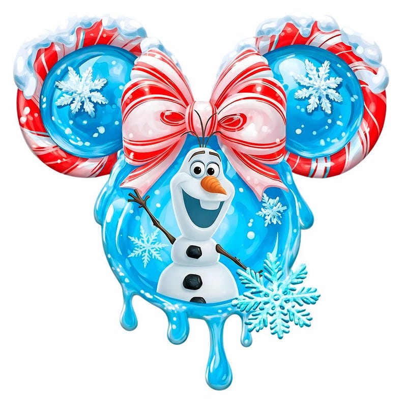 Olaf Christmas Clipart | Candy Cane Heart Design (PNG, Instant Download ...