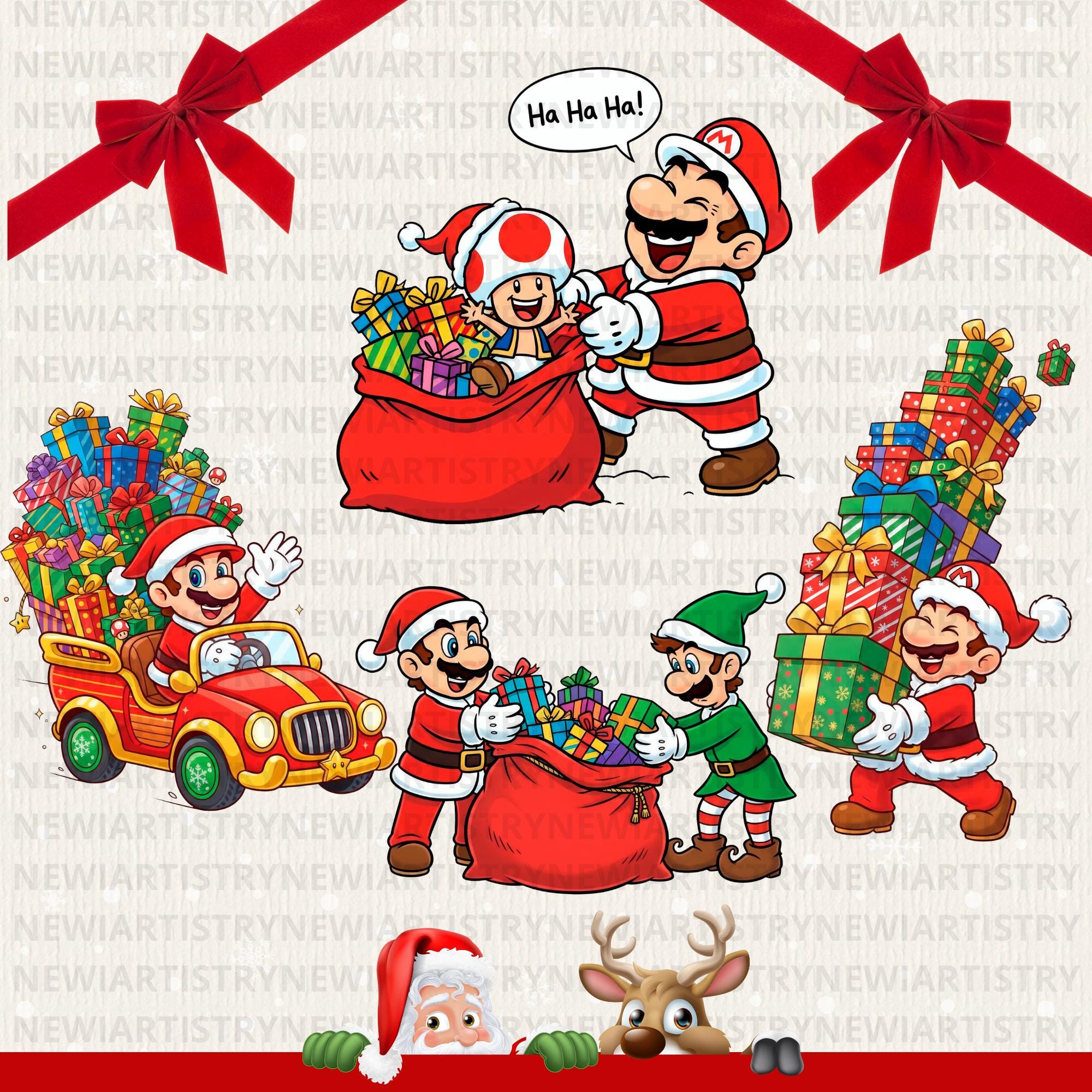 Super Mario Christmas PNG Bundle: Festive Clipart (50 Pngs) (digital ...