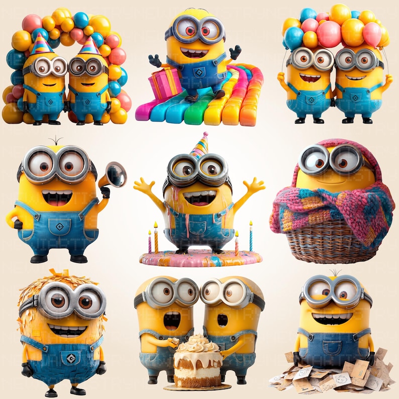 60 PNG Minions Birthday Clipart Pack | Birthday Designs for All Ages ...