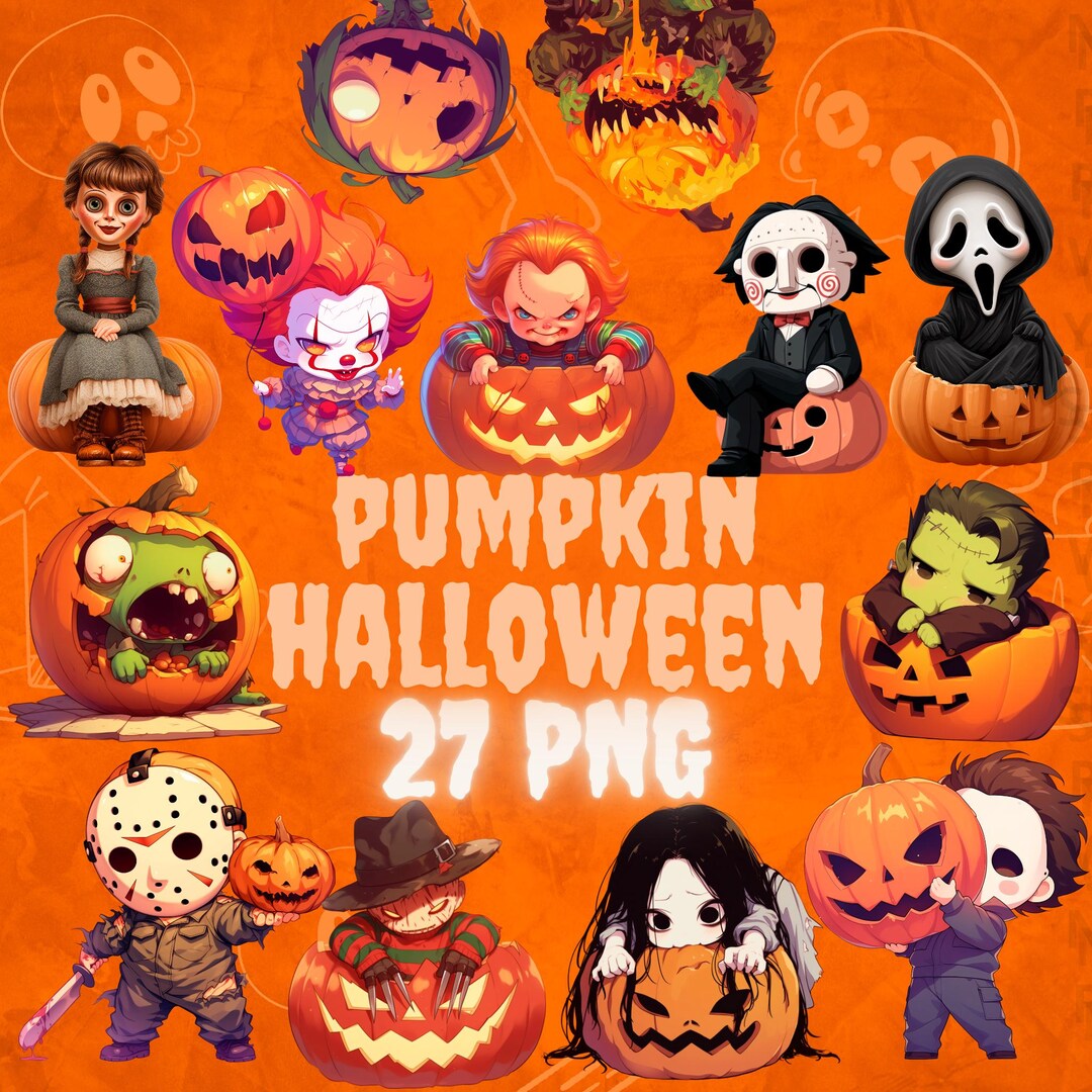 Halloween Clipart Bundle | Cute Halloween Characters With Pumpkins ...