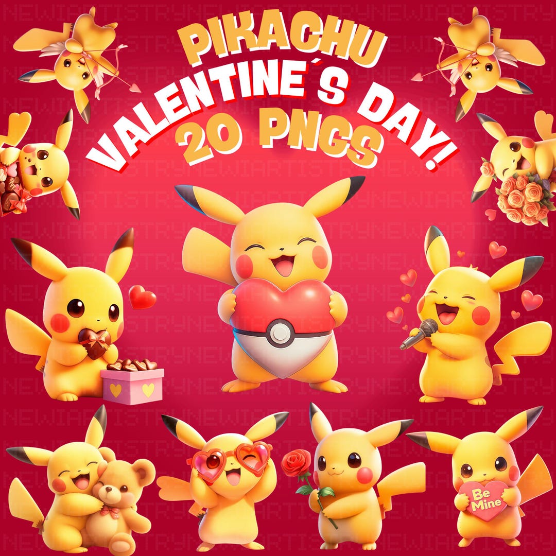 20 PNG Pikachu Valentines Day Pokemon Clipart Love and Friendship ...