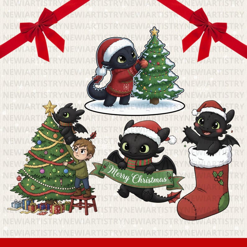 Toothless Christmas Clipart: How to Train Your Dragon PNG Designs ...