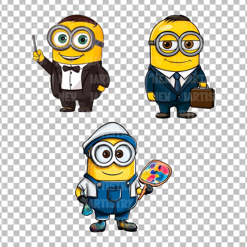 Minions in 10 Professions PNG | Minion Clipart for T-shirts, Mugs ...