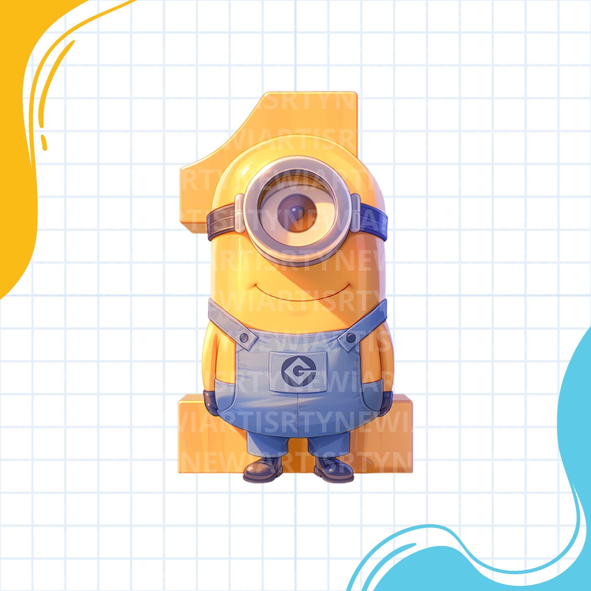 Minions Numbers Clipart: 0-9 PNG, Birthday Party Designs (digital ...