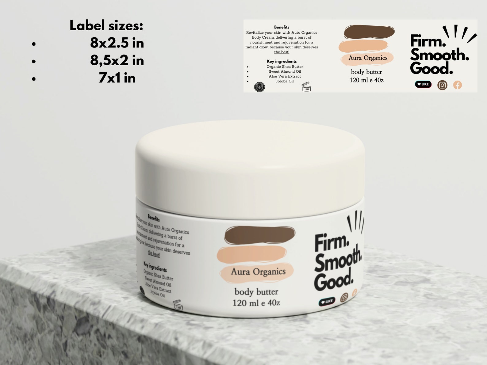 Printable Mason Jar Template Body Butter Label Template Product Label ...