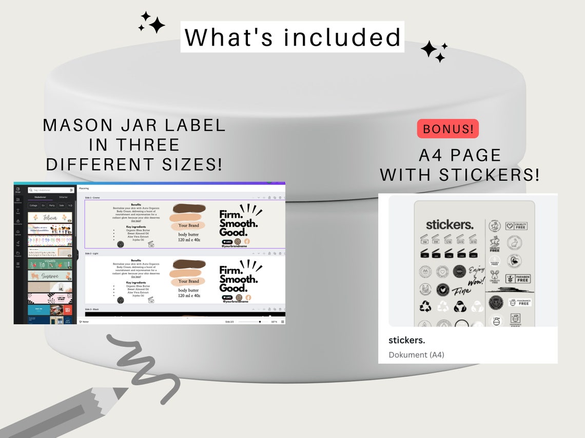 Printable Mason Jar Template Body Butter Label Template Product Label ...