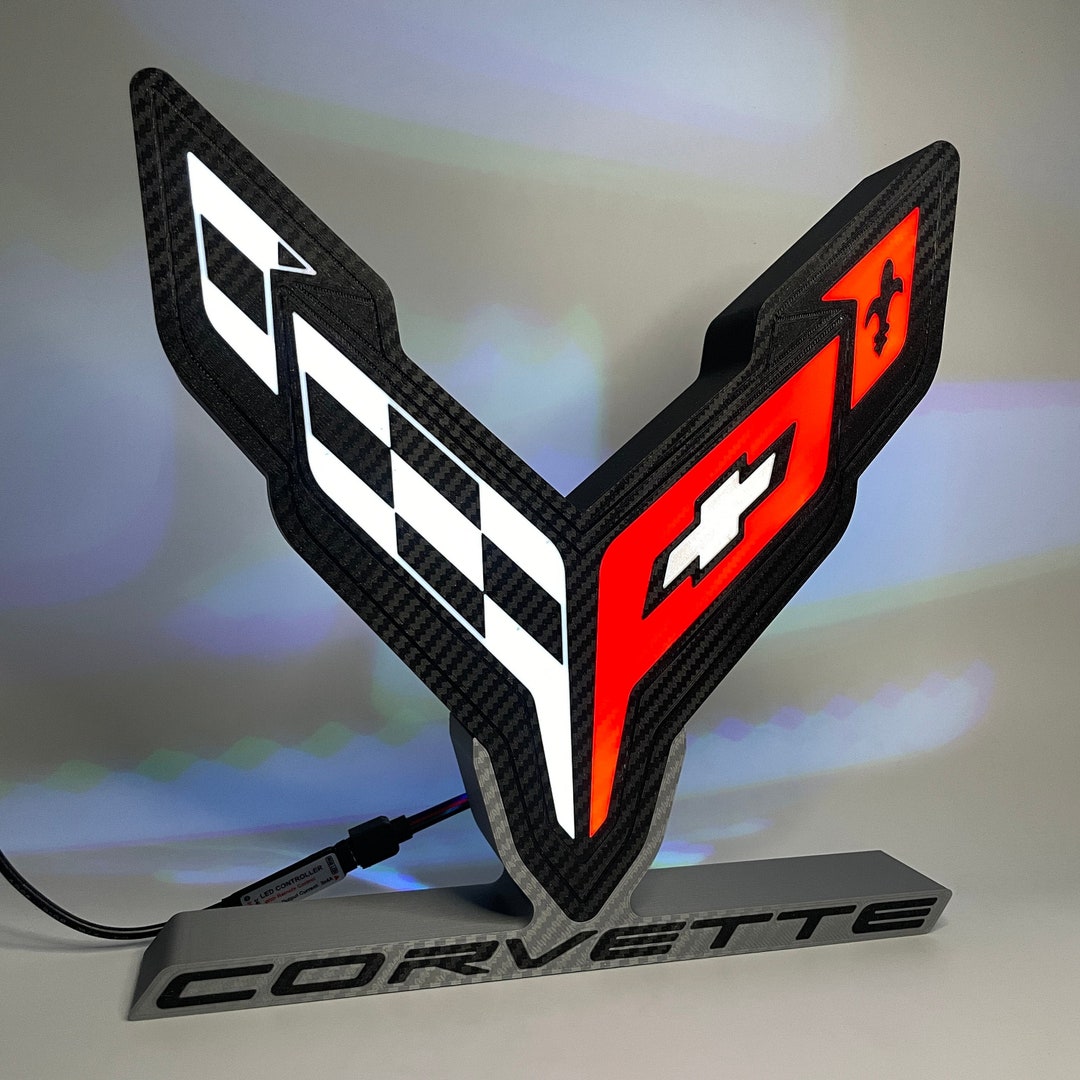 Corvette C8 Logo Light Box, LED Color Changing Car Decor - Etsy