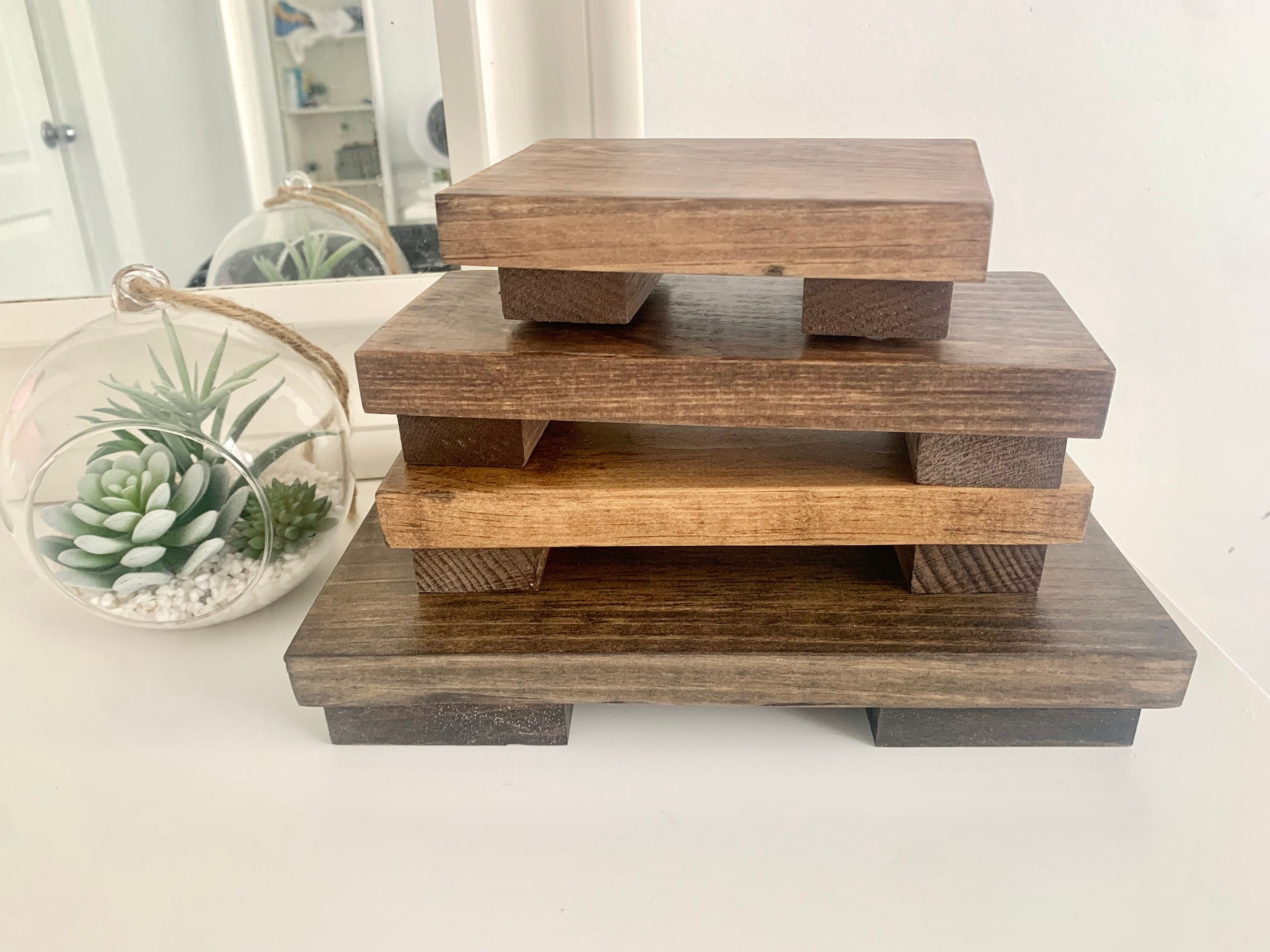 Wood Riser Wood Pedestal Table Riser Wood Tray Kitchen - Etsy