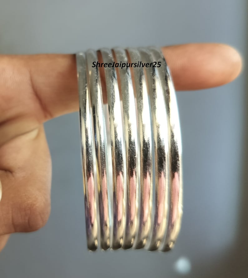Stacking Bangle, Sterling Silver Bangle Set, Set of 7 Bangles, Thin Stacking, Bangles, Silver ...