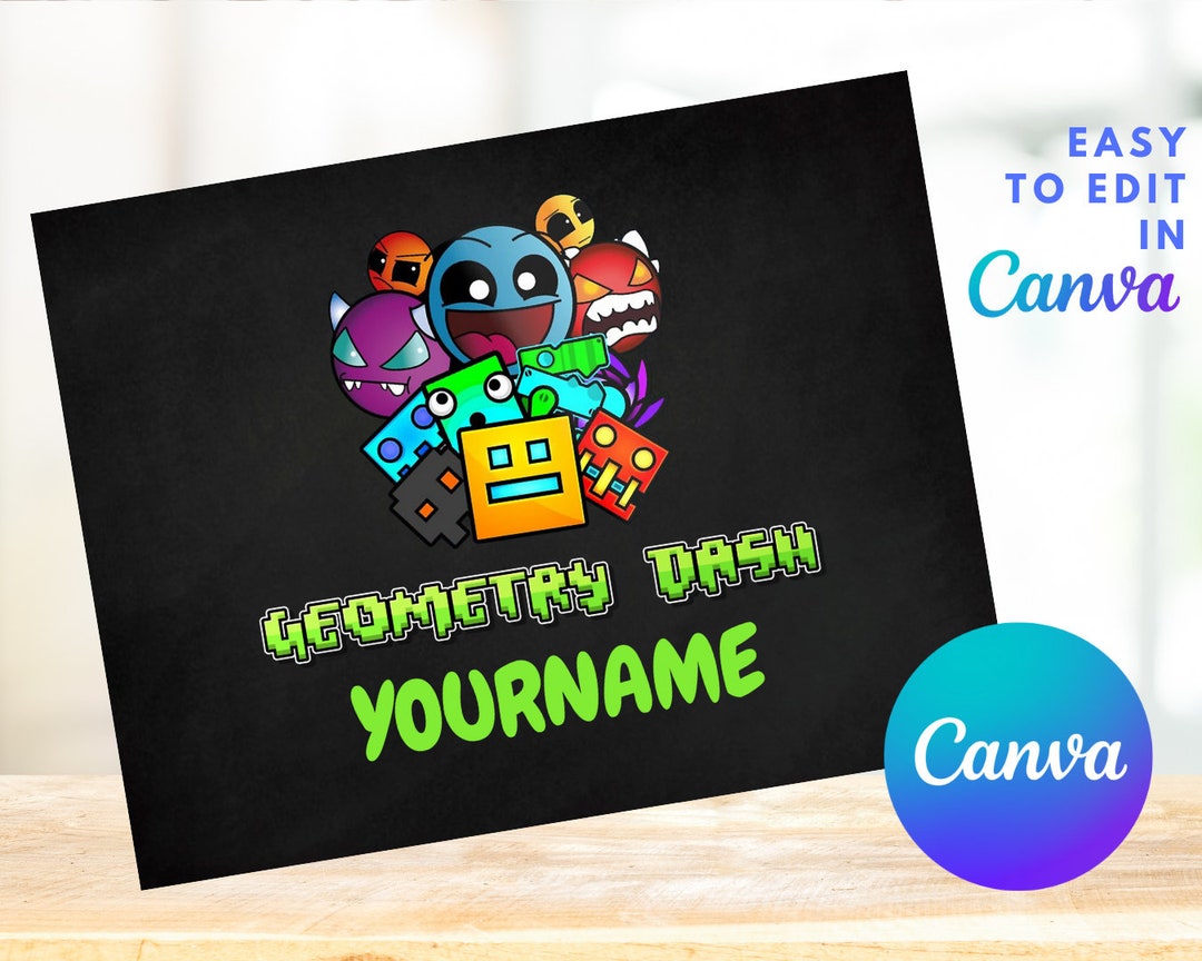 Geometry Dash Image Topper Kids Birthday Invitation Digitally Printed ...