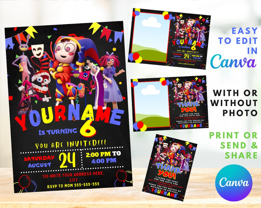 The Amazing Digital Circus Birthday Invitation | Kids Birthday Invite ...