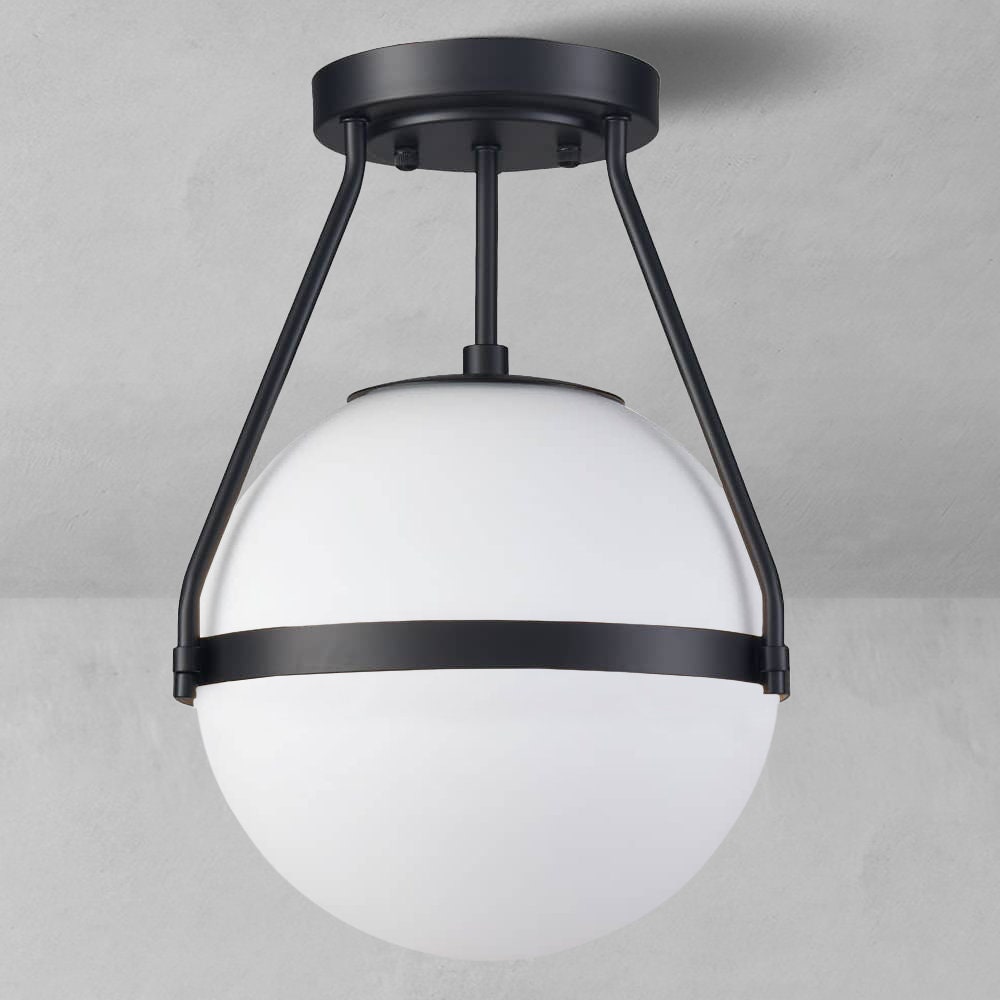 Messina Globe Semi Flush Ceiling Light 1-light, Milk Glass Shade - Etsy