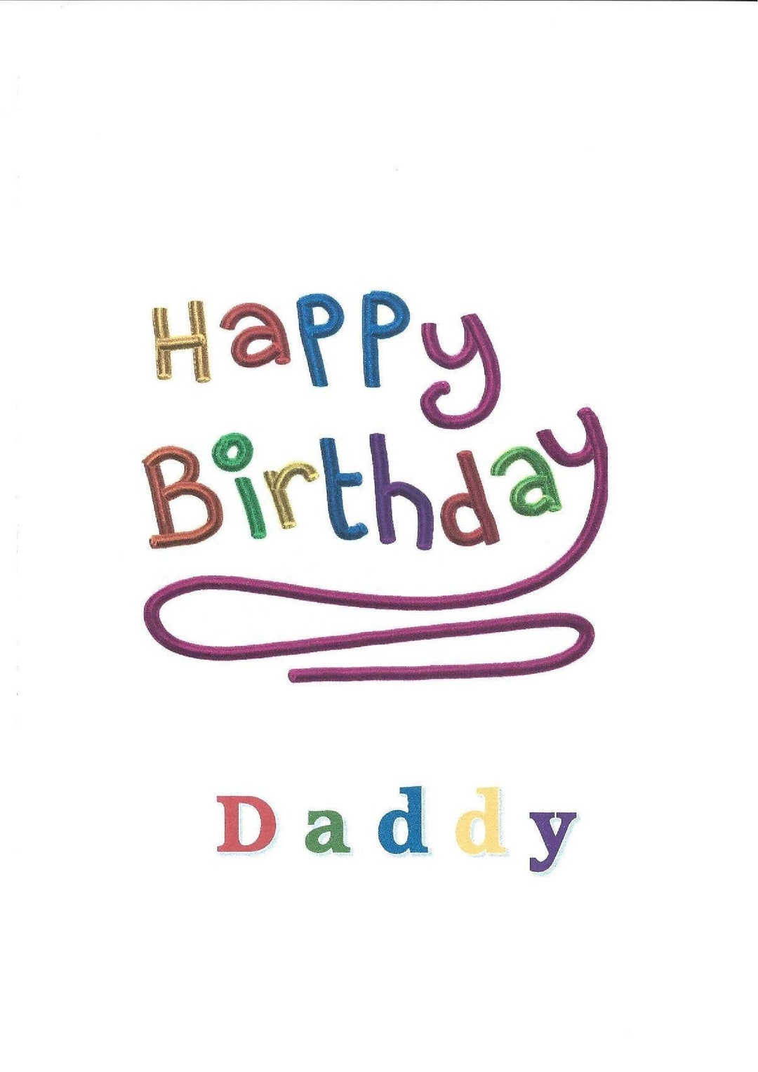 A4 Happy Birthday Card for Daddy - With Picture of Balloons to Colour ...